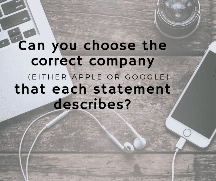 Can you choose the correct company (either Apple or Google) that each ...